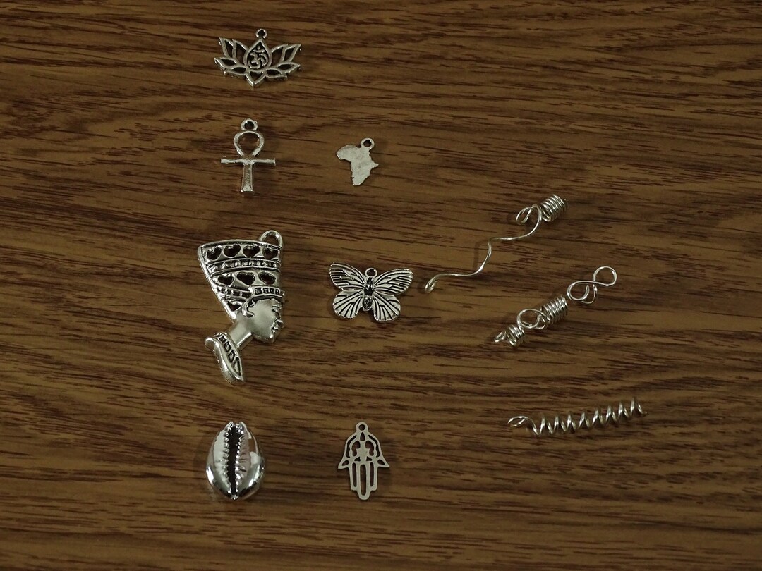 Silver Loc Bead With Charm - Hair Cuffs for Braids, Sister Locks and ...