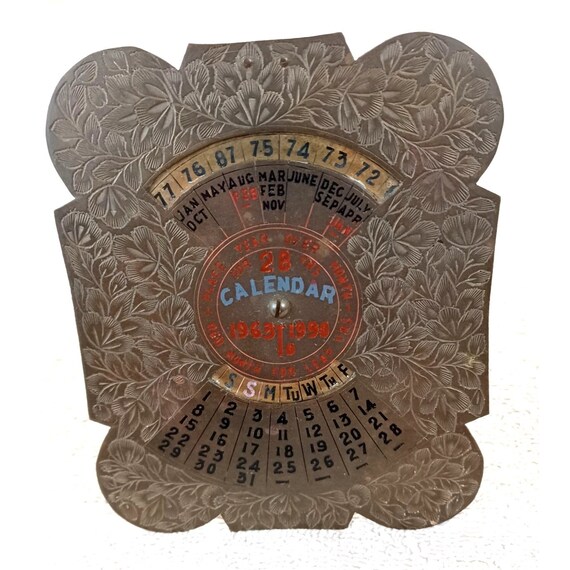 28 Year Brass Revolving Calendar 4x5 Vintage 1963 - Etsy