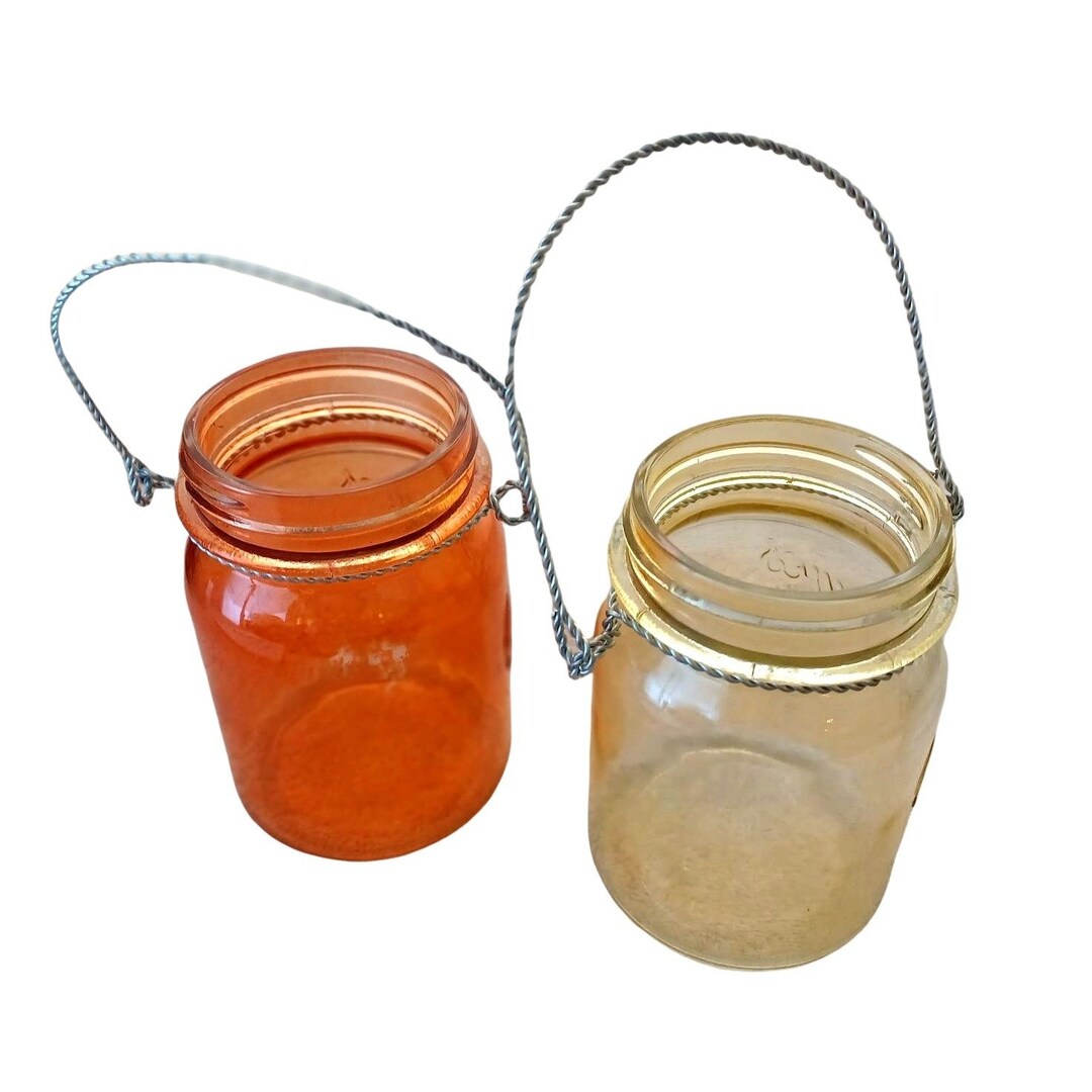 2 Decorative Quart Color Canning Jars Wire Handle Wide Mouth 32oz ...