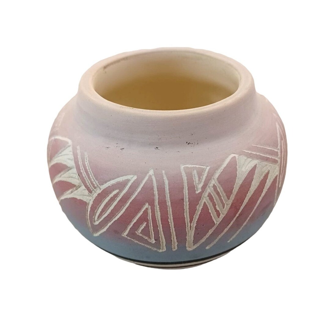 Vintage Small Handmade Pottery Vase Hand Painted Southwest Decor Signed ...