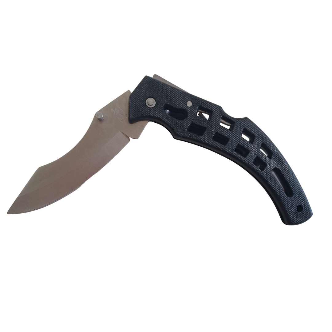 Frost Cutlery Curved Blade Folding Pocket Knife Black Handle 5" Blade 3 ...