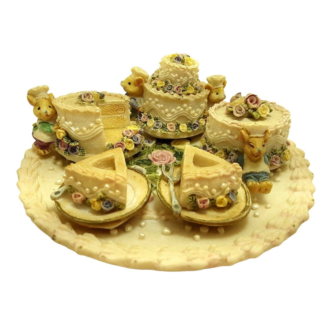 Miniature Mouse Cake Party Resin 9 Piece Set 1.5" Cakes 1" Plates Doll ...