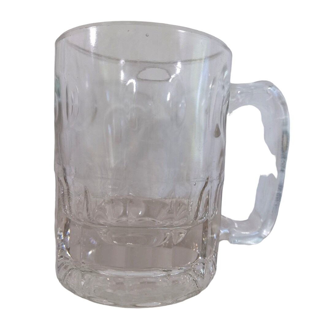 70's Vintage 12 Oz Clear Glass Stemmed Thumbprint Beer Mug Bar 4.5 ...