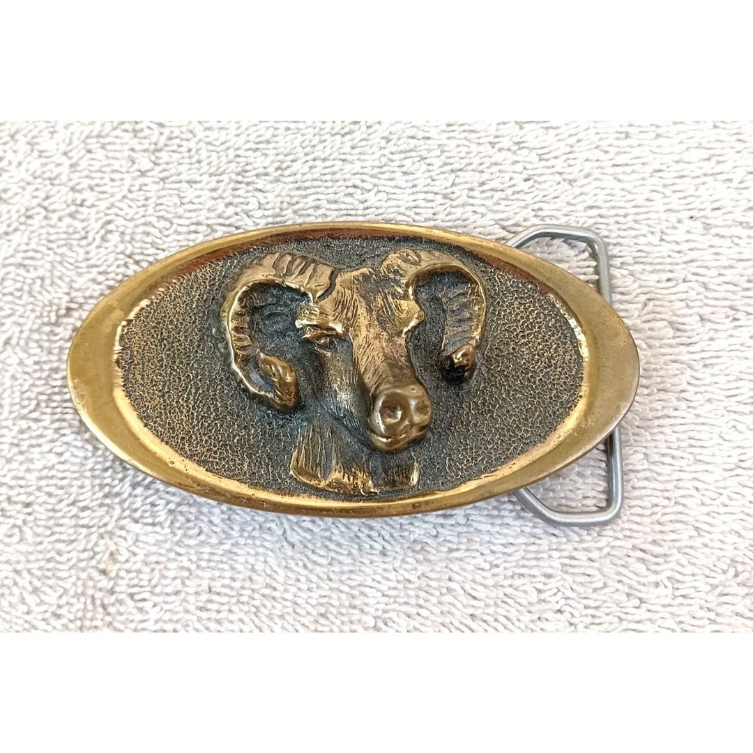 Vintage 1976 Bighorn Sheep Ram Bronze Belt Buckle Oval 3.5" X 2 Adezy ...