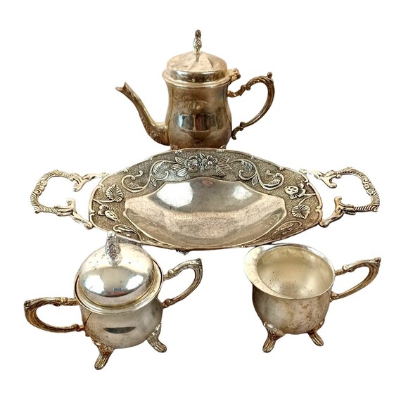 Vintage Studio Silversmiths Tea Set Silverplate Pot Dish - Etsy