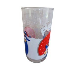 Vintage 1990's Pepsi Glass Penguin Winter 16 Oz Clear Glass 5.75" X 2. ...