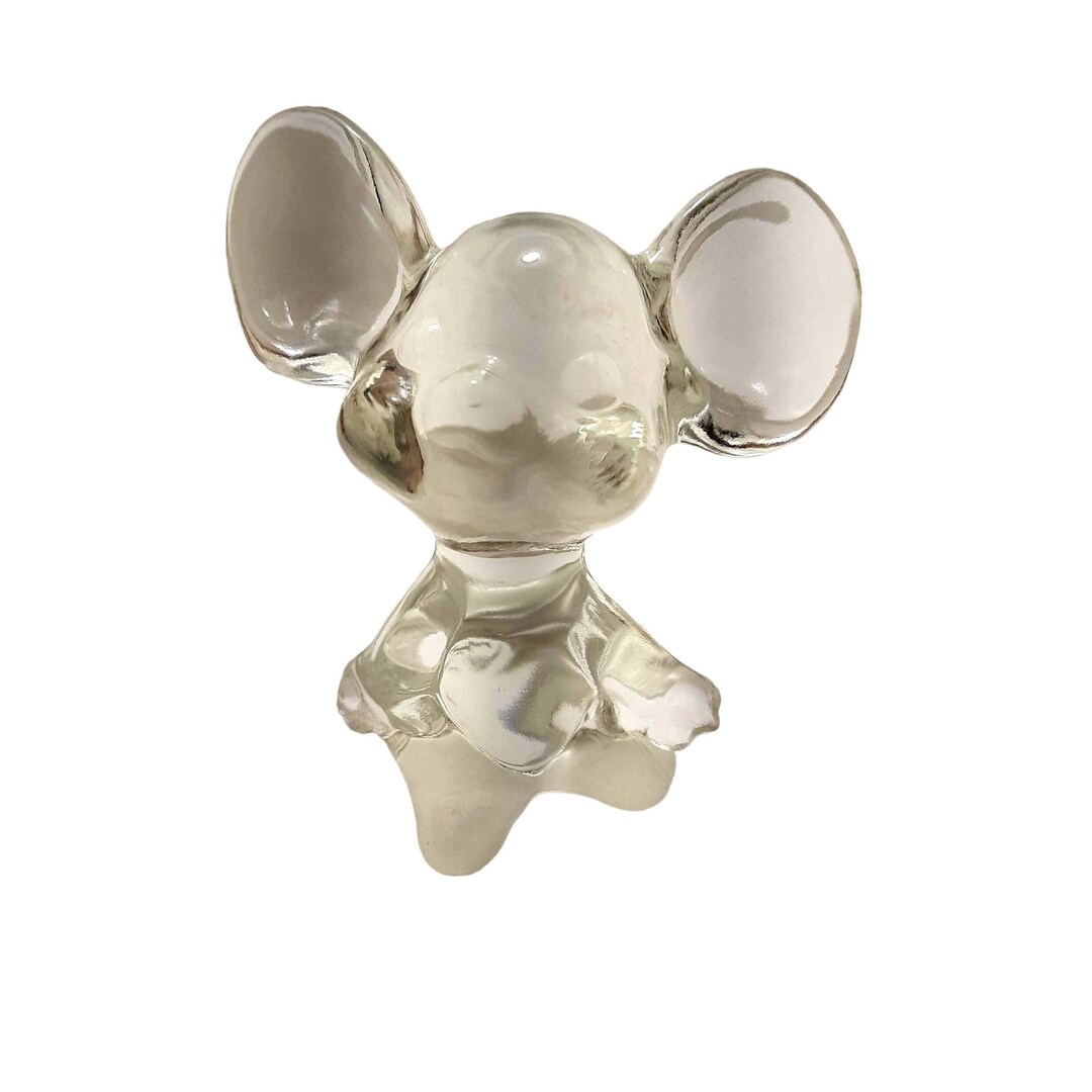 3"x3" Crystal Glass Mouse Figurine Paperweight Collectible Vintage 1980 ...