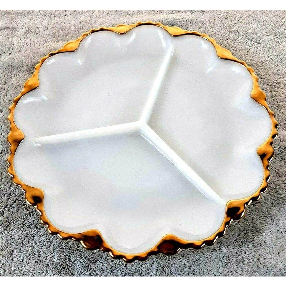 Vintage Fire King White Gold Trim Serving Plate Anchor Hocking - Etsy