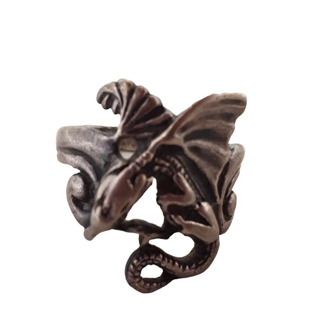 Sterling Silver .925 Winged Dragon Ring Size 6 Fantasy 1980's Vintage ...