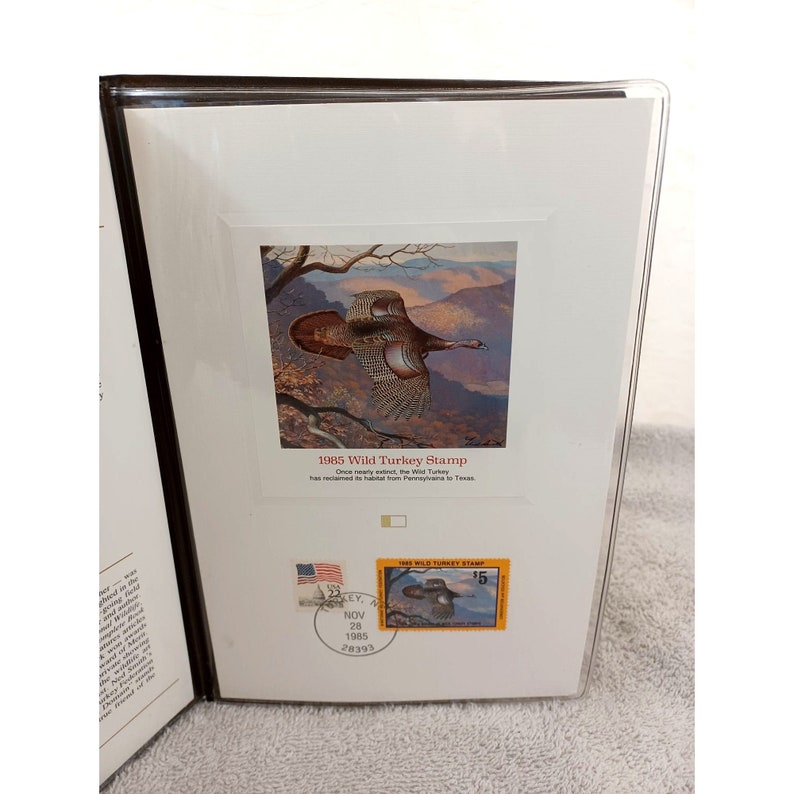 1985 Wild Turkey USPS Postage Stamp in Binder Signed Artist Ned Smith ...