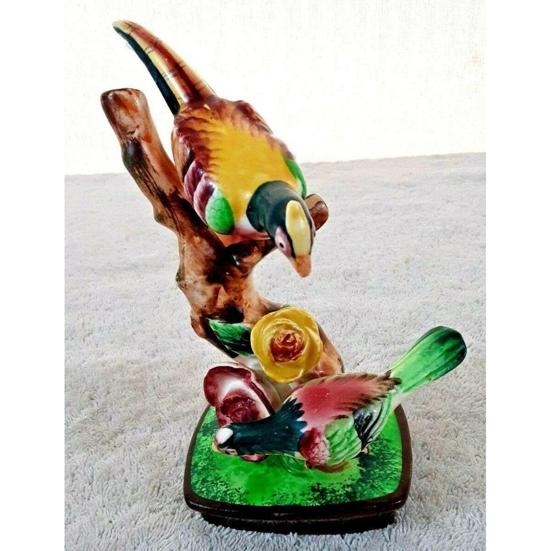 Vintage Antique Bright Colored Pheasant Pair Porcelain Torii Brand 6.25 ...