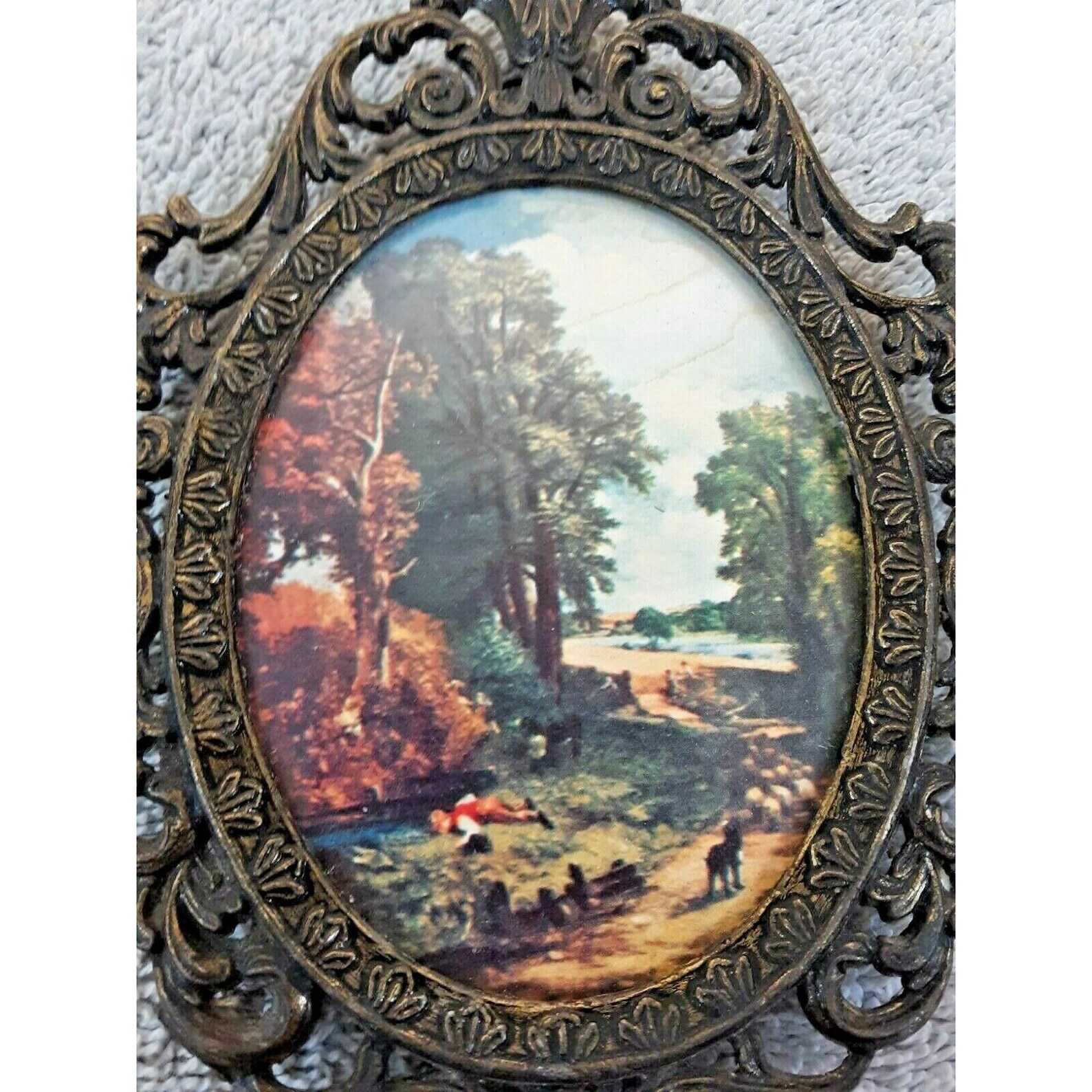 Glass Front Italian Brass Filigree Photo Frame Wall Hanging 5.5"x 4 ...