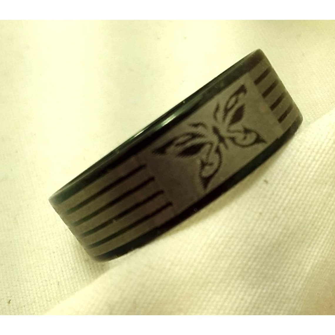 Unworn Black Metal Band Gold Butterfly Size 10 Ring Costume Jewelry - Etsy