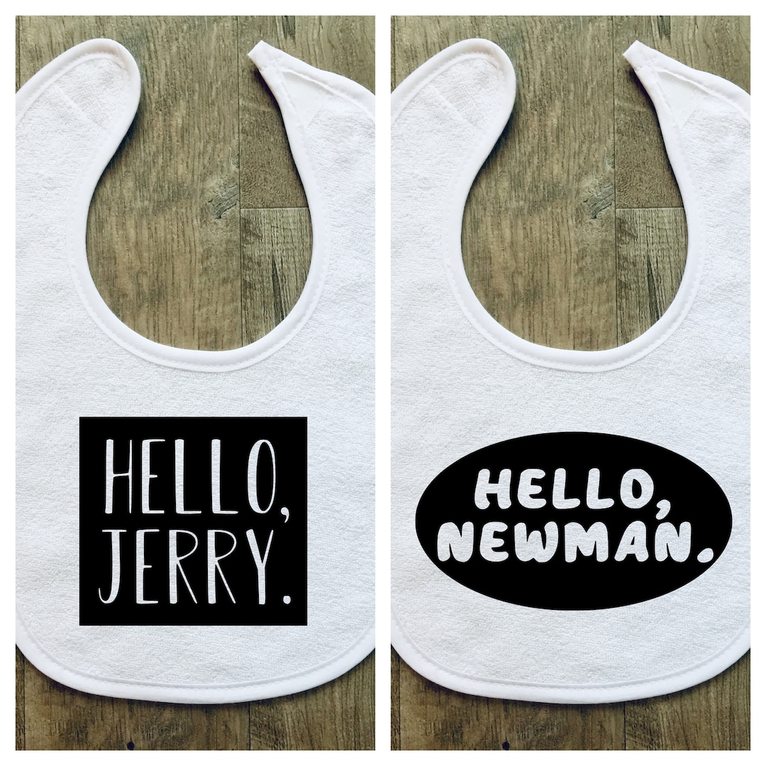Hello Jerry Hello Newman - 2 Pack of Baby Bibs - Seinfeld - Baby Shower ...