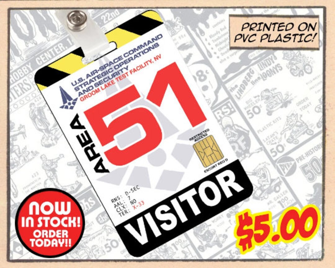 AREA 51 ID - Printed Plastic W/clip - Etsy