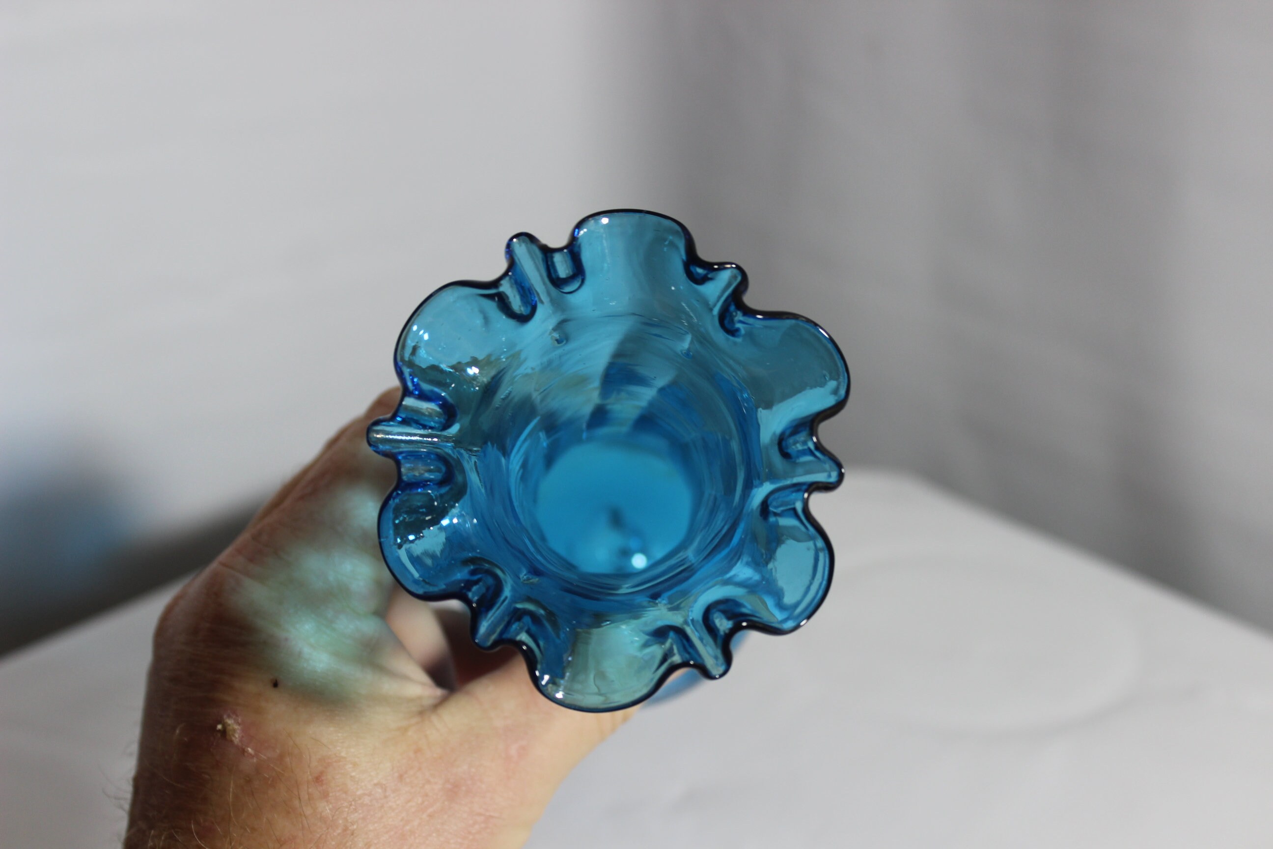 Victorian Blue Glass Mary Gregory Style Vase - Etsy