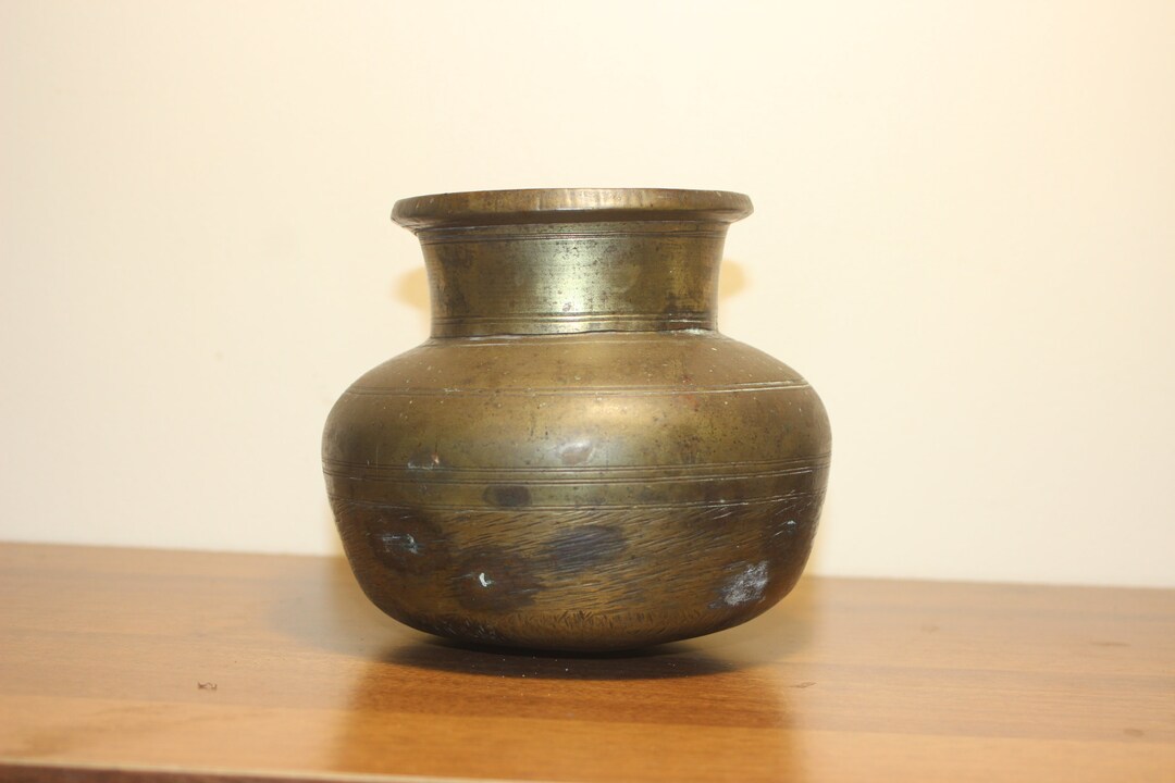 Brass Hindu Lota , Indian Holywater Vessel . Antique Brass Vase Hindu ...