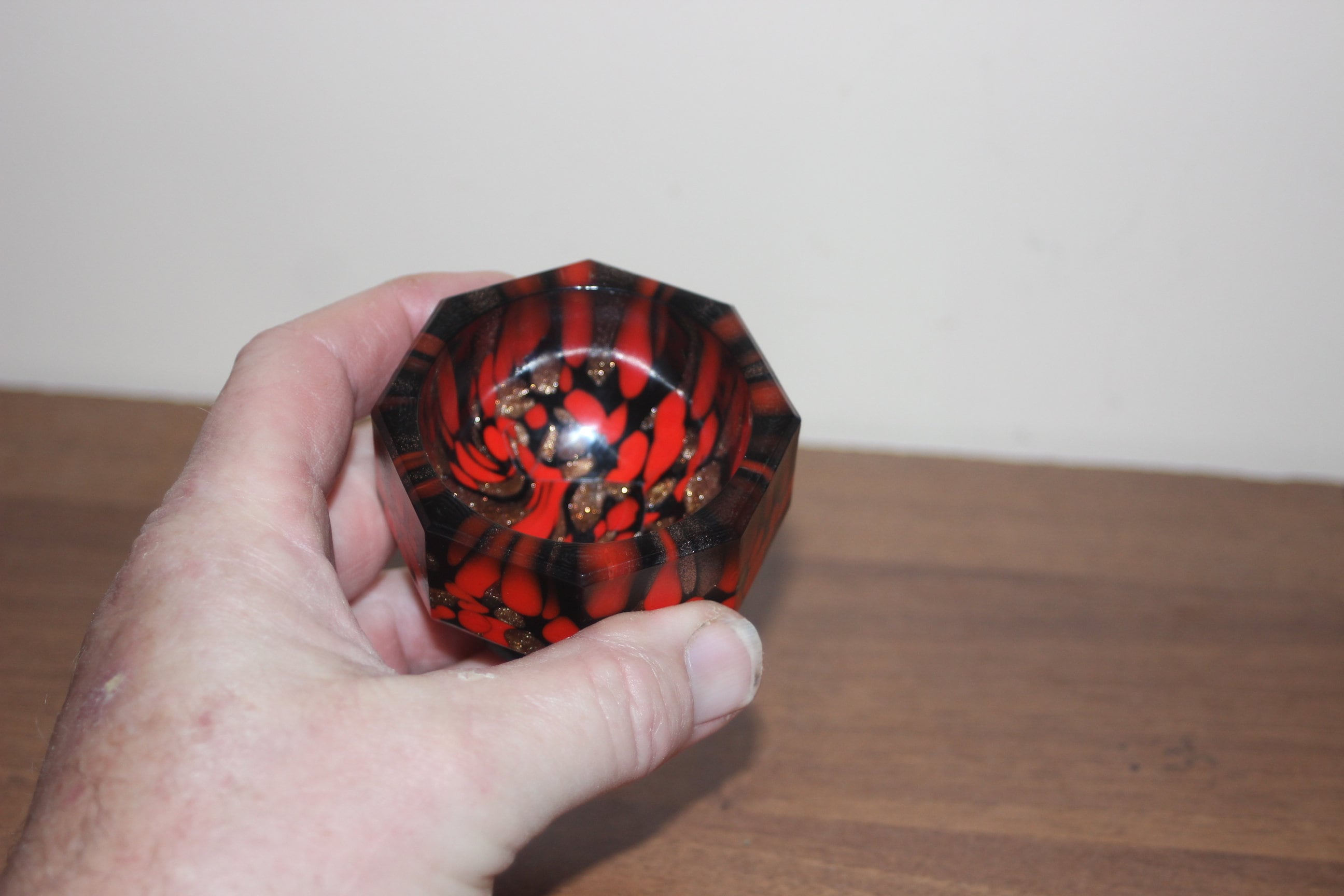 MCM Weil Murano Glass Salt Black, Red & Gold Aventurine /vase ,bowl ...