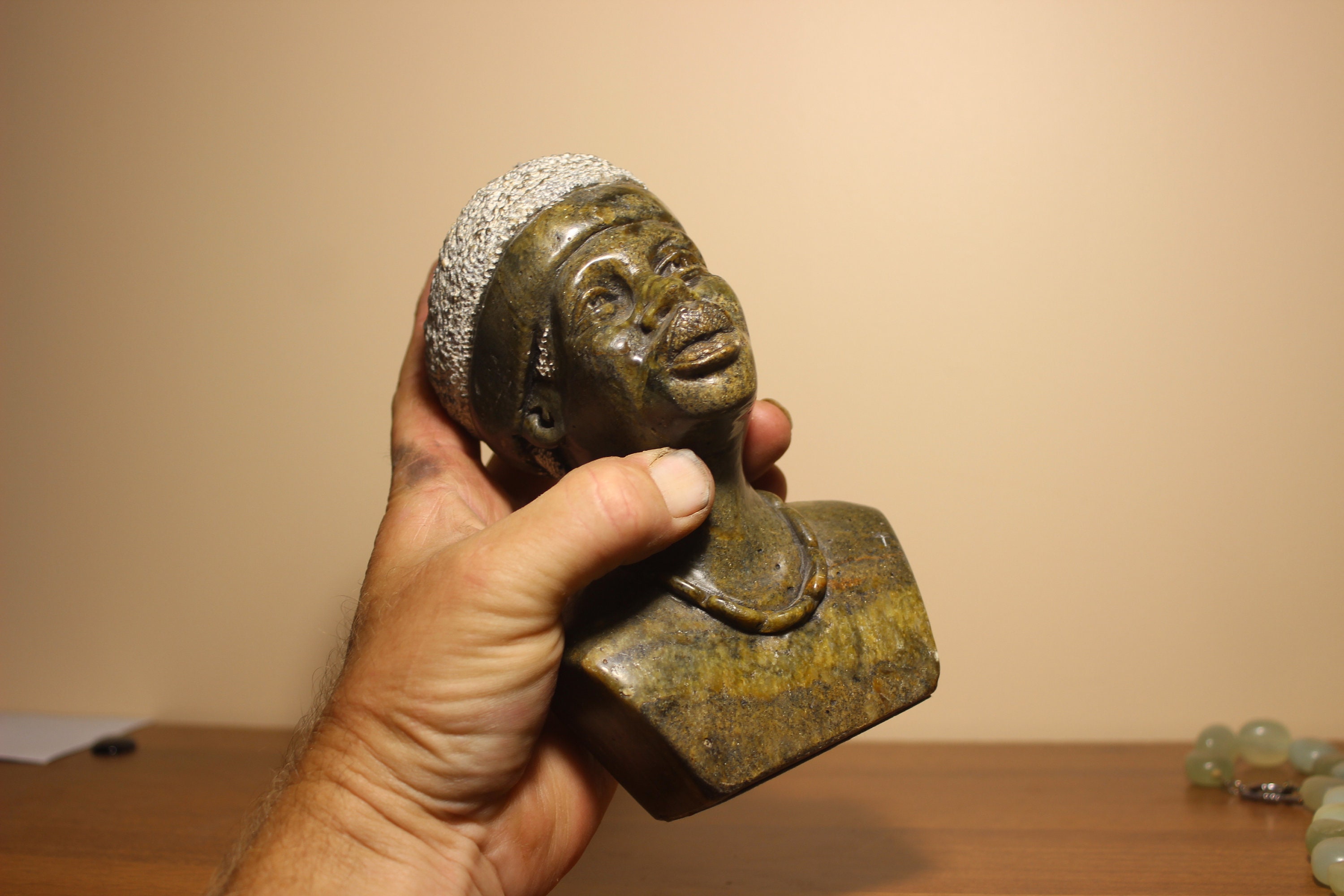 African Soapstone Bust ,carved Female Stone Head - Etsy