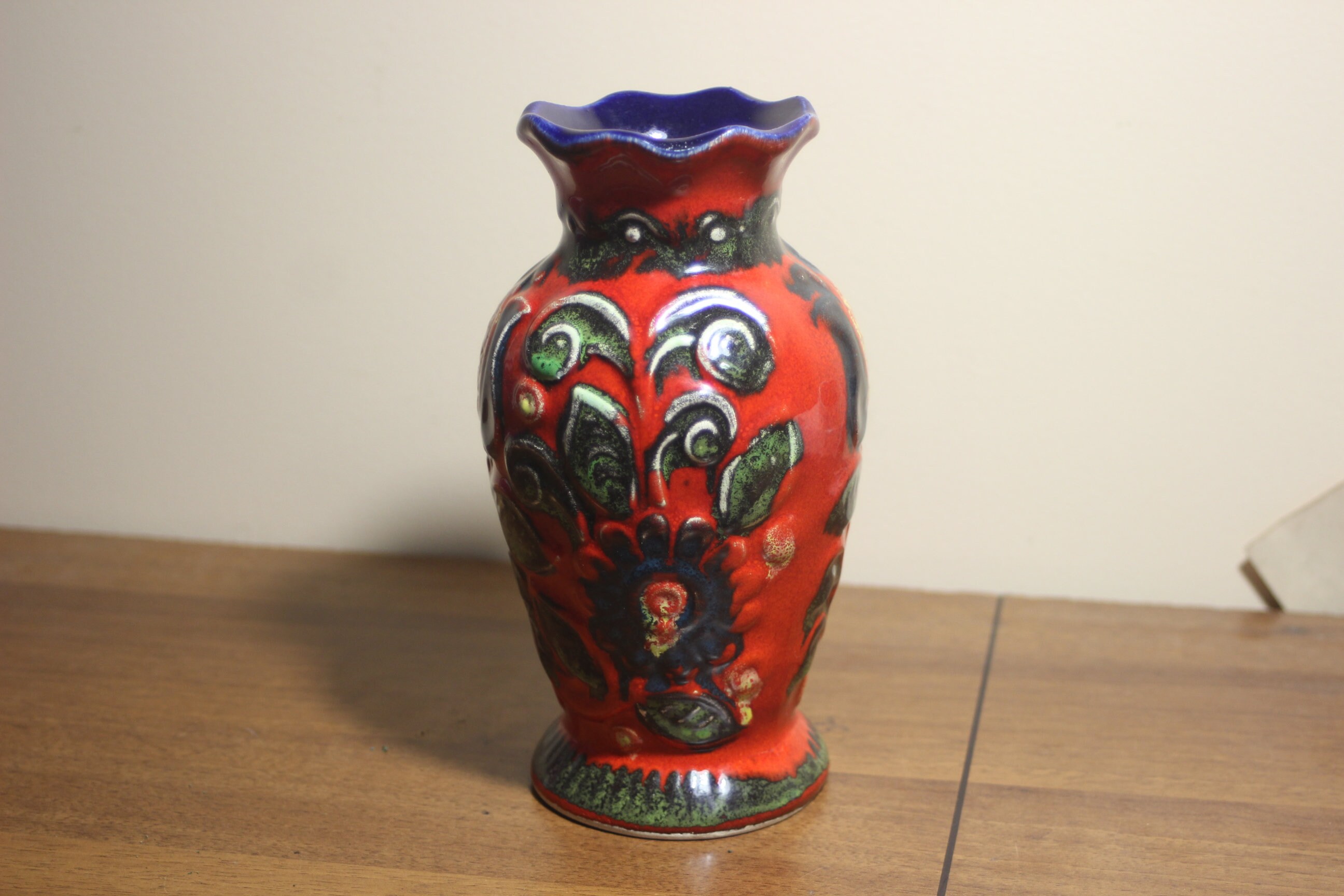 West Germany Pottery Bay-keramik Fat Lava Vase, Red Fat Lava Ceramic ...