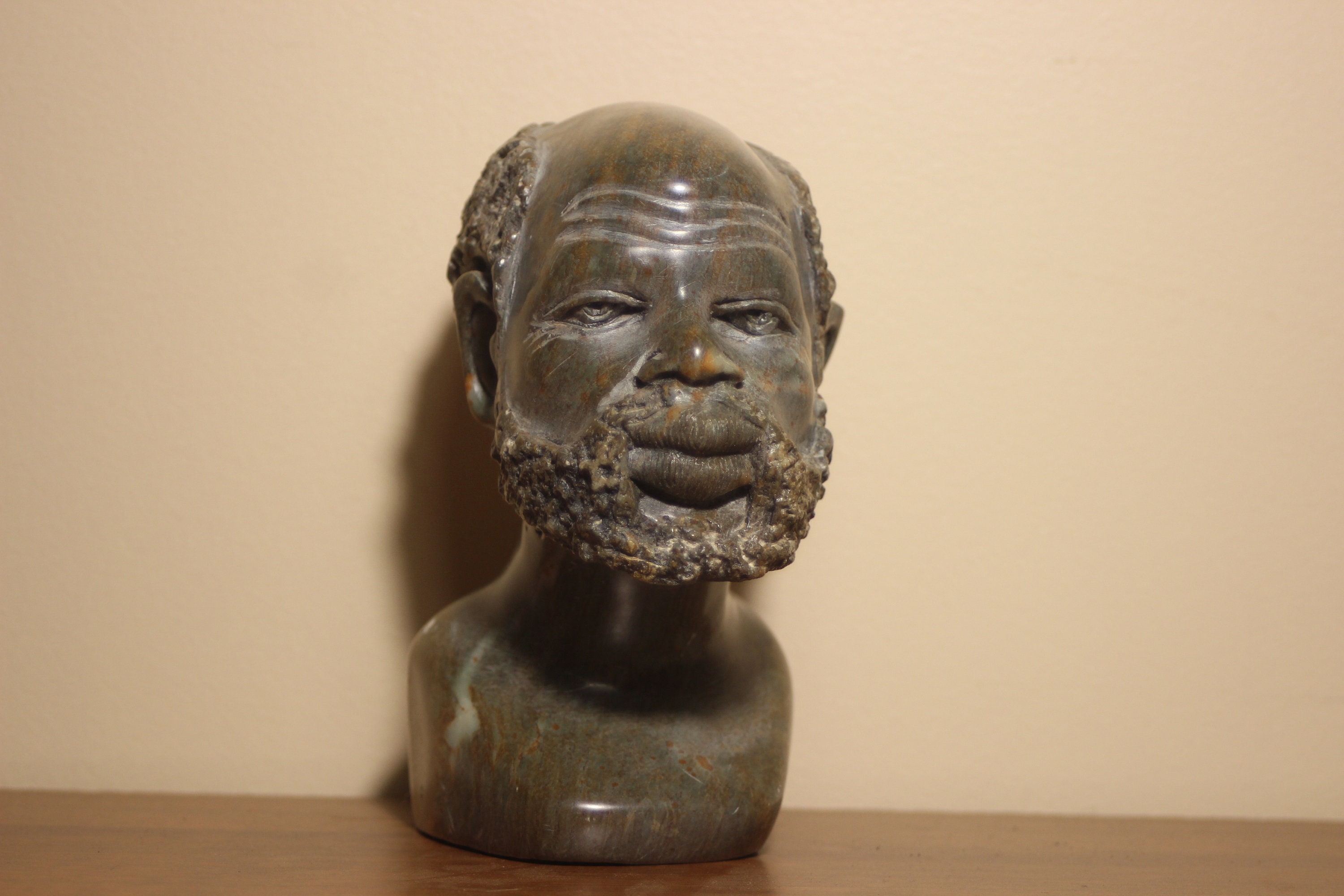 African Soapstone Bust carved Male Stone Head - Etsy