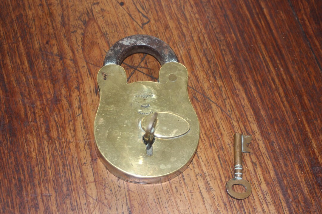 Antique Brass Padlock /large Handmade Lock Original Keys - Etsy