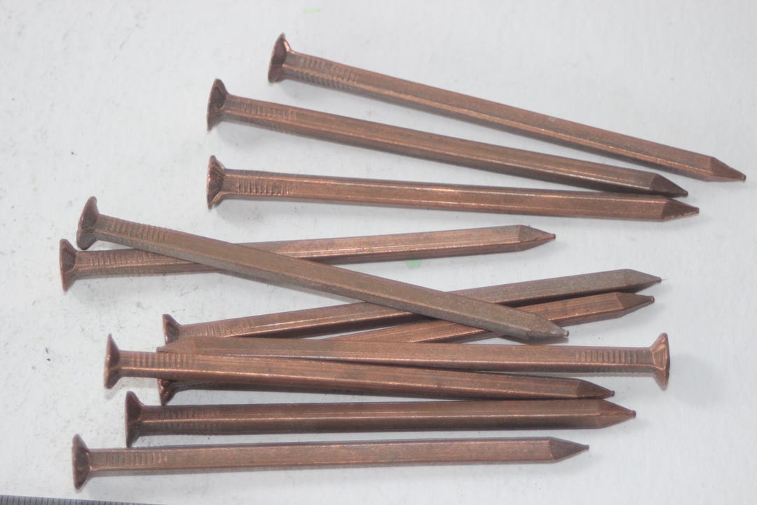 Copper Nails 90mm Square Shank Flat Head ,boat Nails, Craft ,12 Nails ...