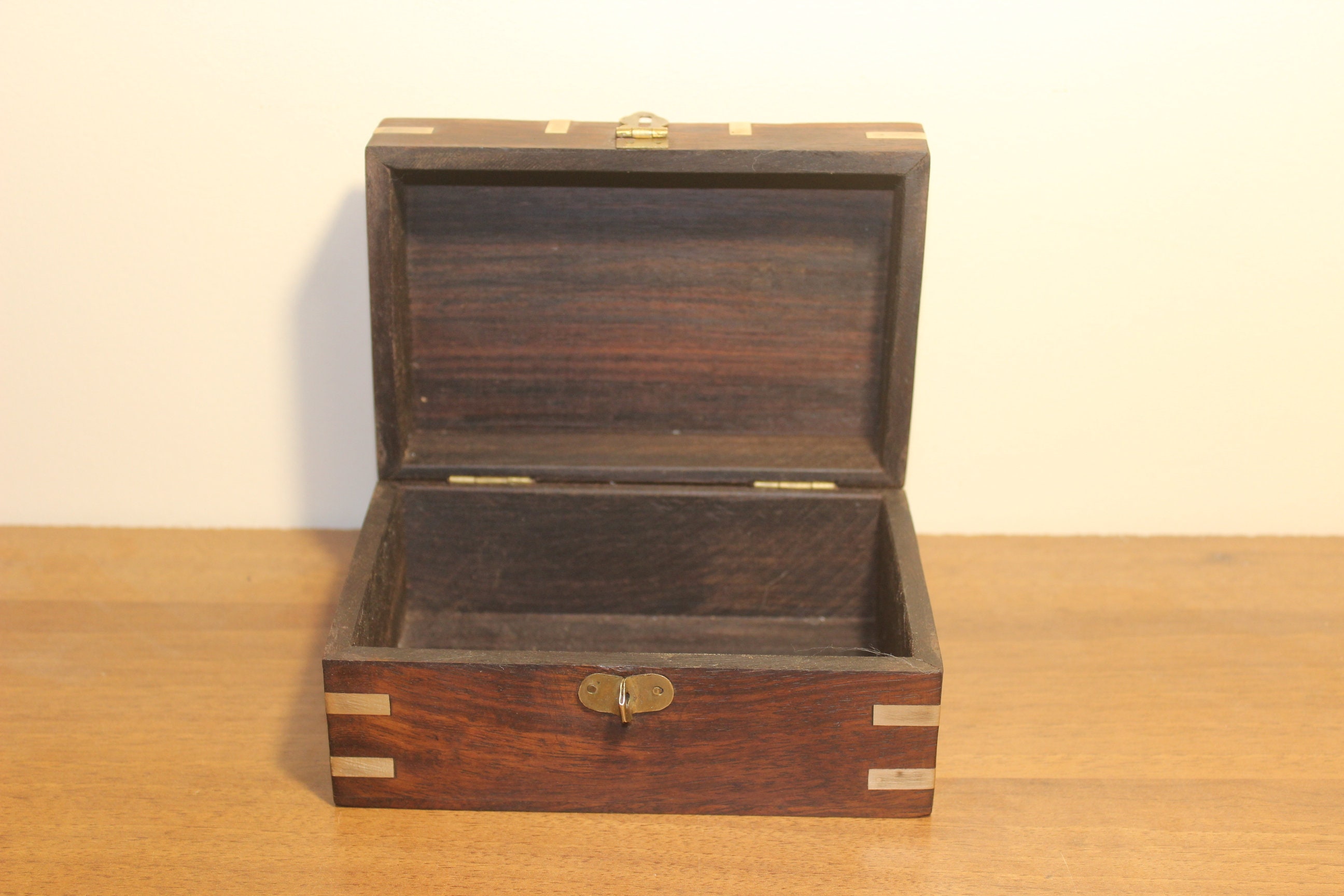 Indian Wooden Box With Brass Inlay - Etsy Australia
