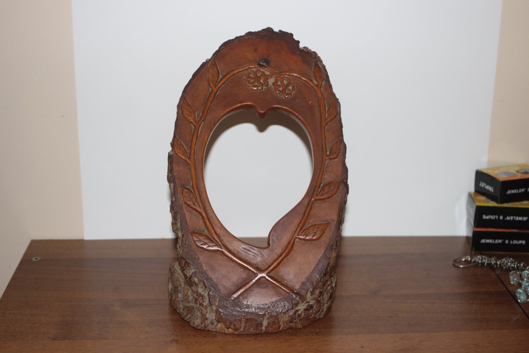 Folk Art Cedar Picture Frame , Carved Photo Frame - Etsy