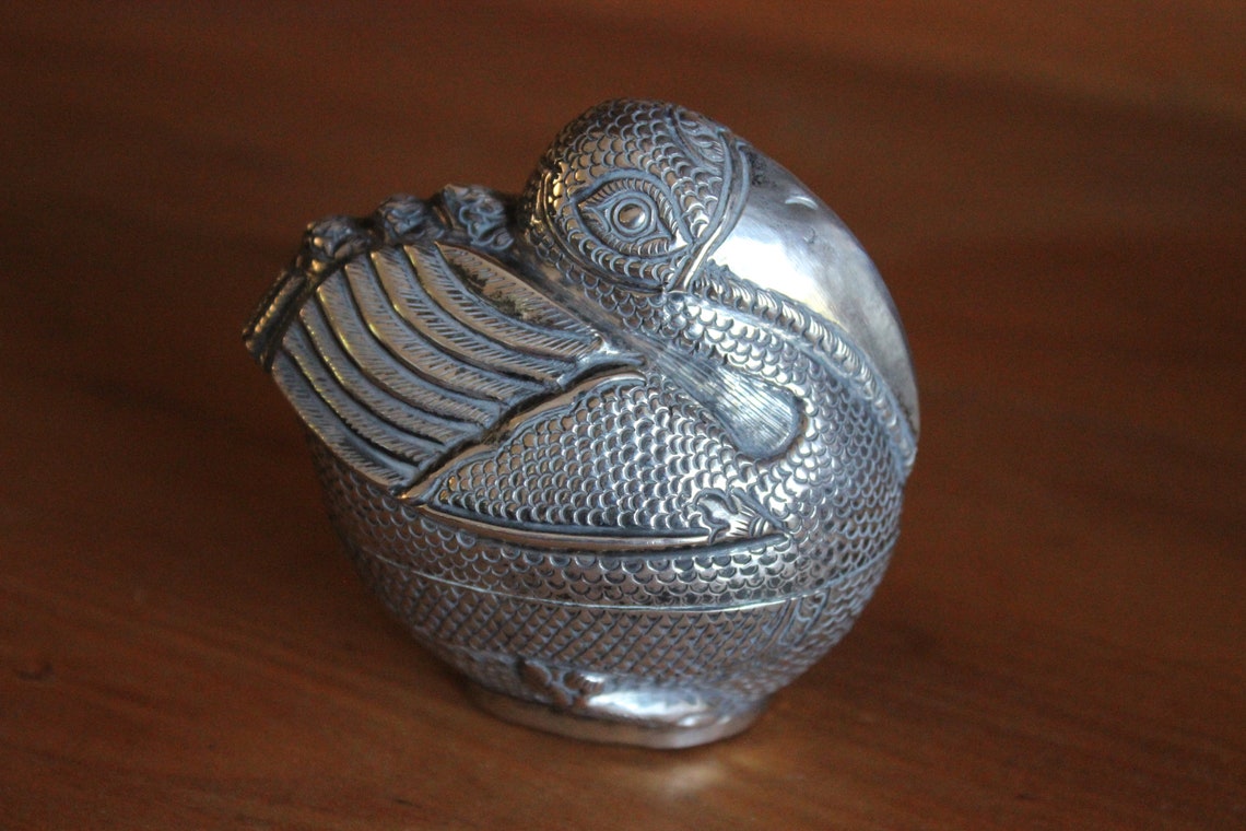 Cambodian Silver Betel Nut Box , Silver Bird /pill Box - Etsy
