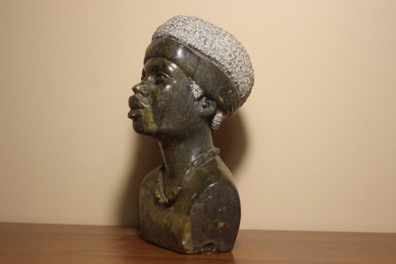 African Soapstone Bust ,carved Female Stone Head - Etsy