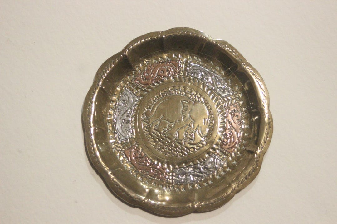 Vintage, Antique Small Cairo / Damascus Ware Brass Plaque ,pin Tray ...