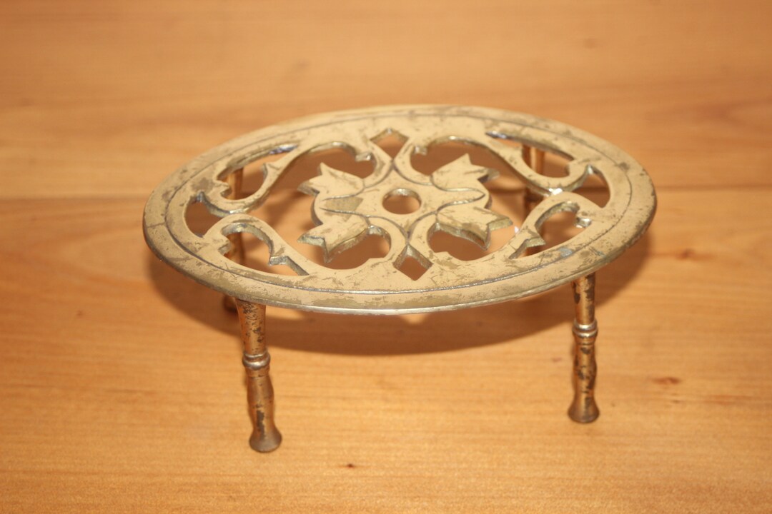 Vintage Brass Trivet. Four Legged Oval Brass Trivet, Pot Stand, or ...