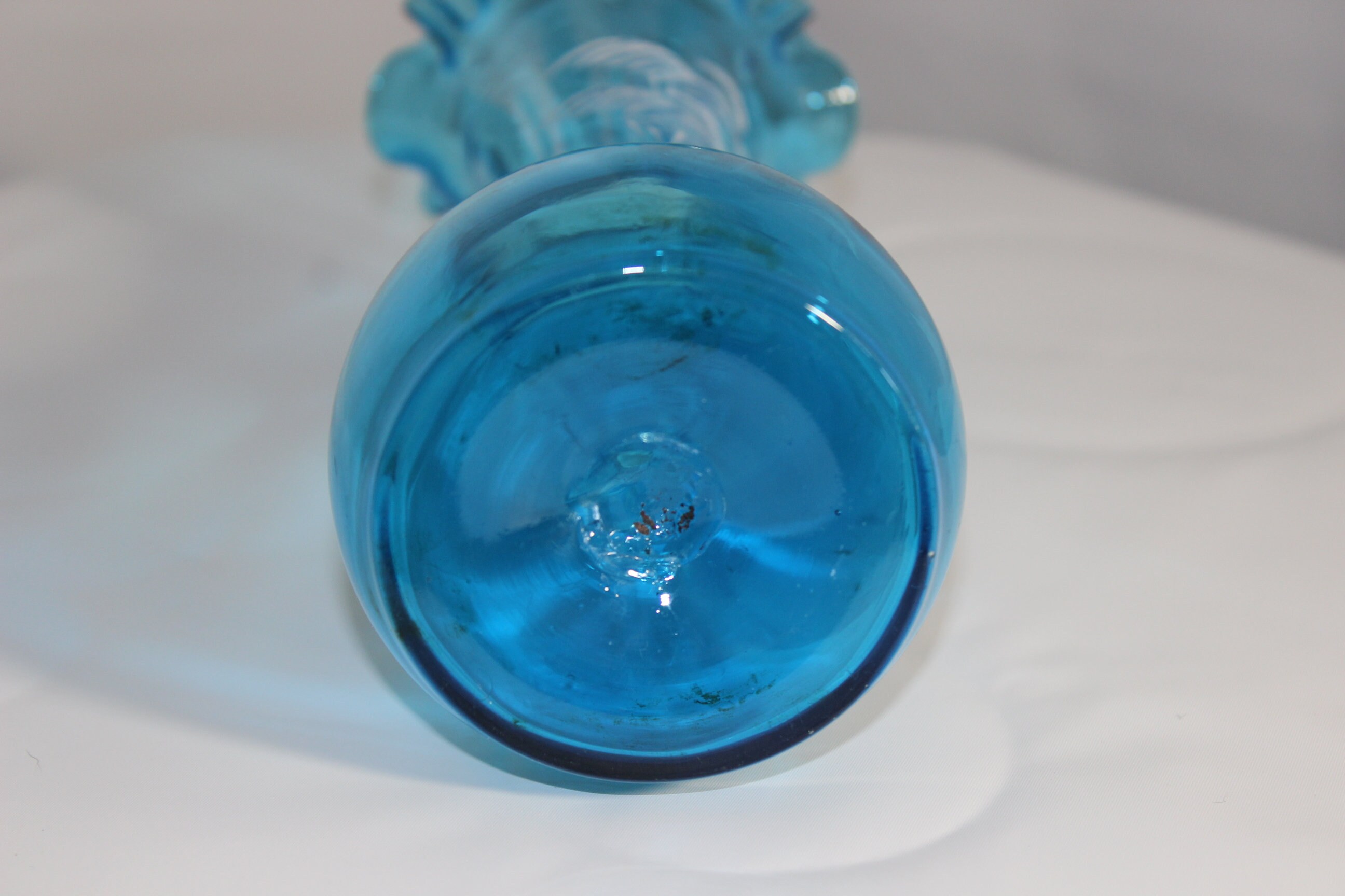 Victorian Blue Glass Mary Gregory Style Vase - Etsy