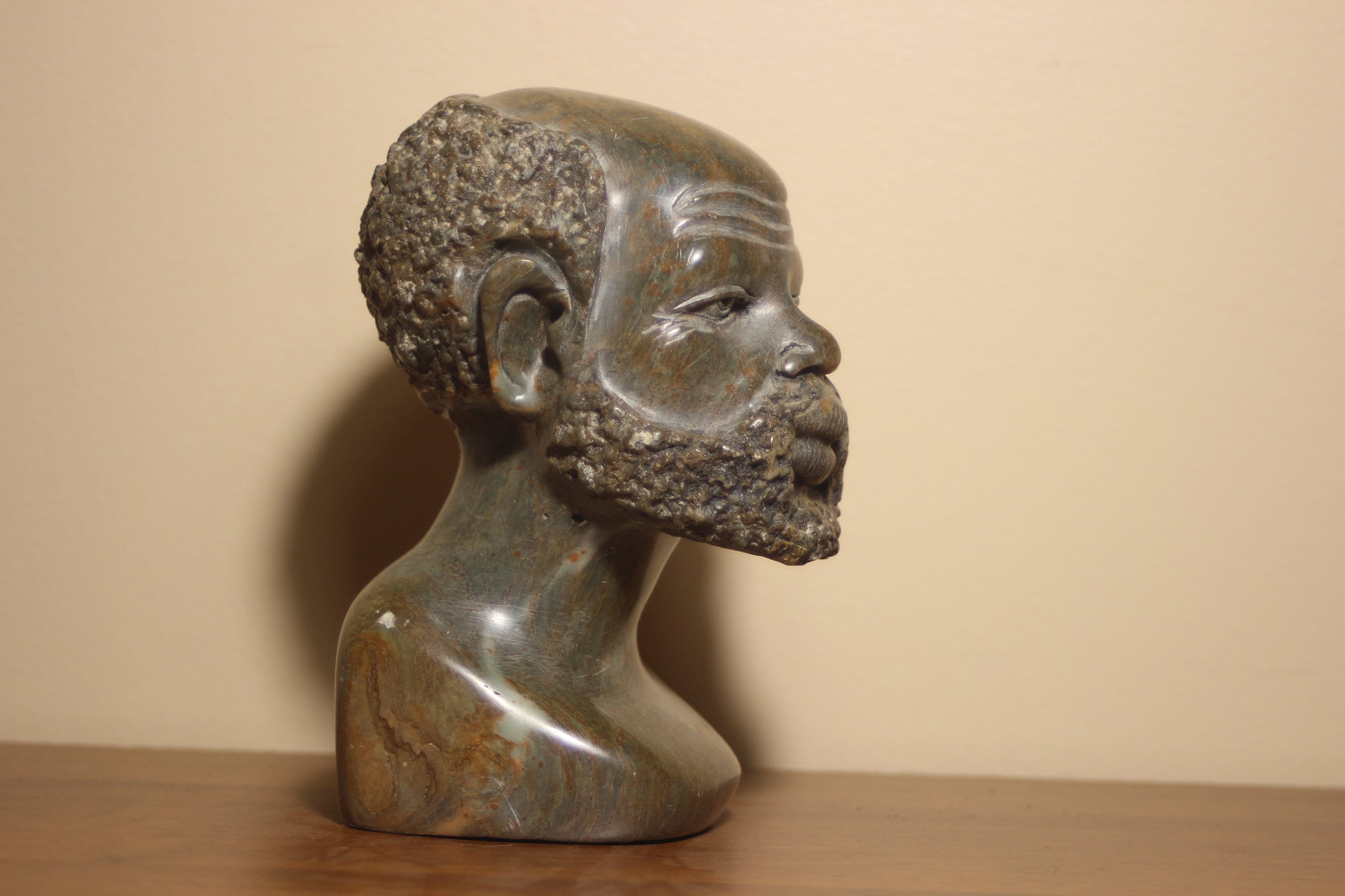 African Soapstone Bust carved Male Stone Head - Etsy