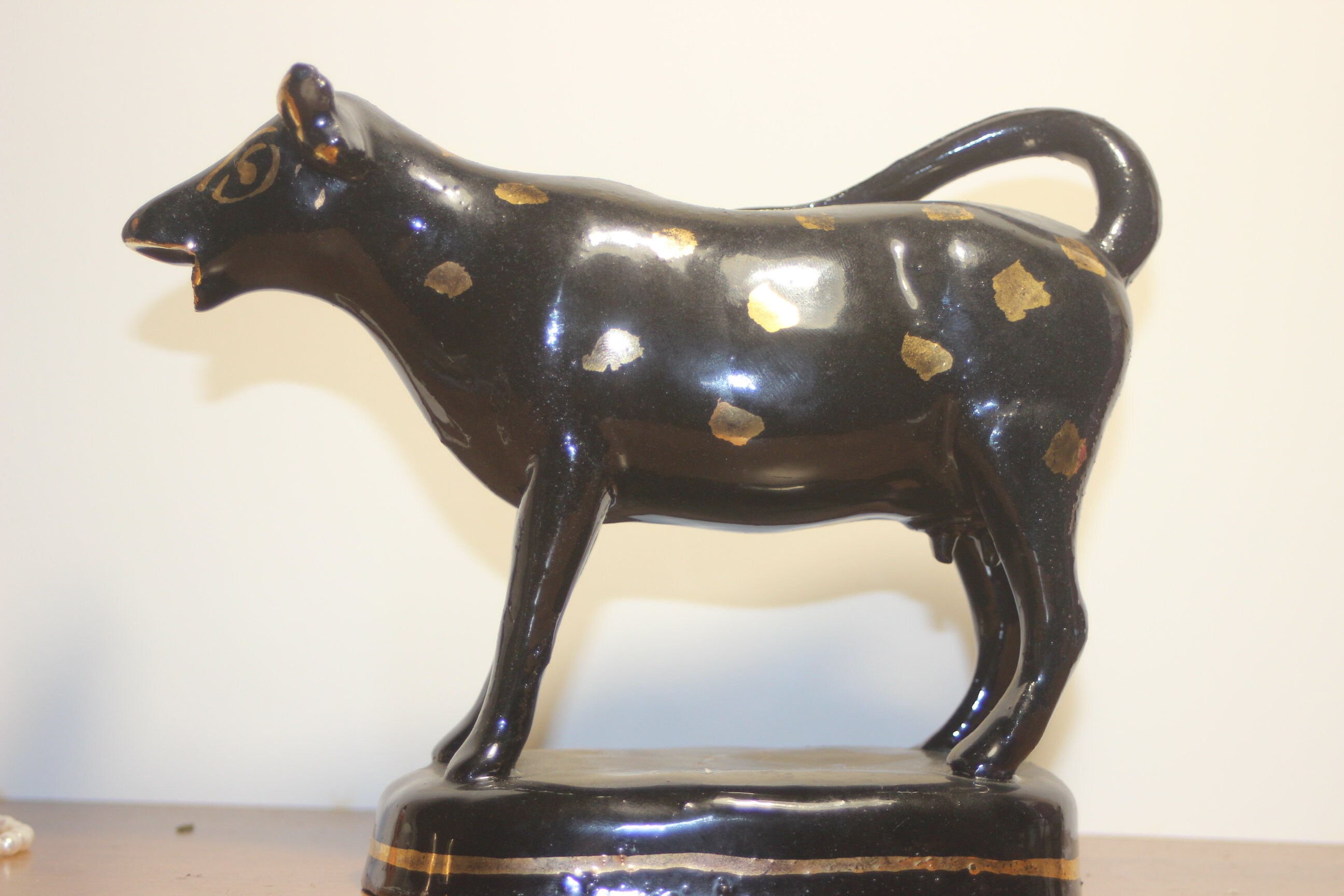 Jackfield Pottery Black and Gold Cow Creamer - Etsy