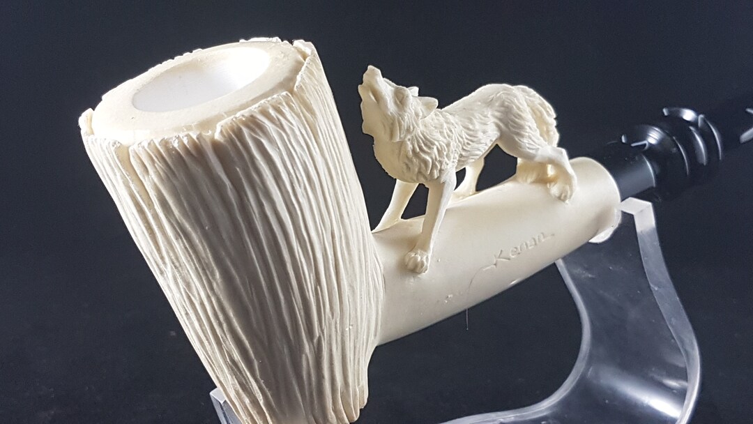 The Lonely Wolf Meerschaum Pipe Hand Carved Meerschaum Pipe - Etsy