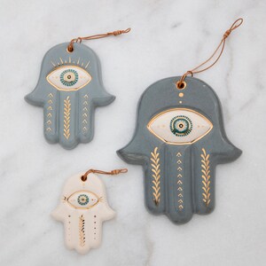 Handmade Ceramic HAMSA Hand of Fatima GREY - Etsy