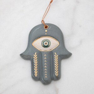 Handmade Ceramic HAMSA Hand of Fatima GREY - Etsy
