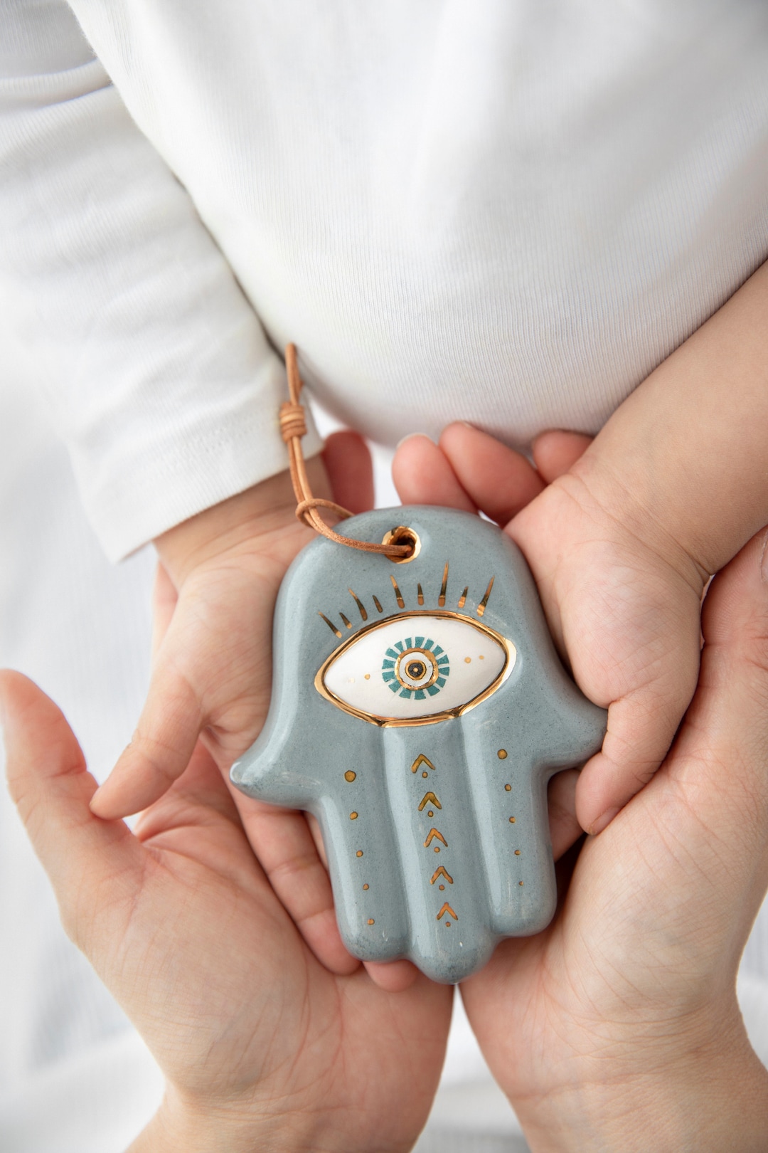 Handmade Ceramic HAMSA Hand of Fatima GREY - Etsy