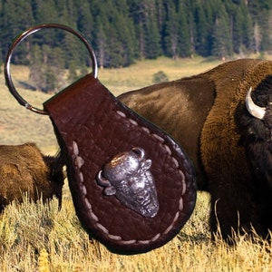 Bison Leather Keychain With Buffalo Head Concho - Etsy