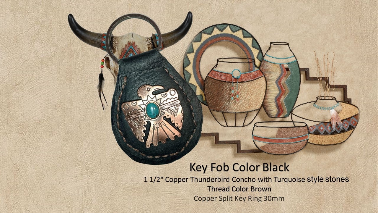 Thunderbird Concho With Turquoise Key Fob - Etsy