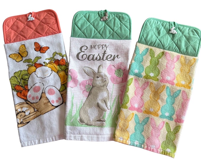 Easter Bunny Hanging Kitchen Towel, Easter Double-sided Hanging Hand ...