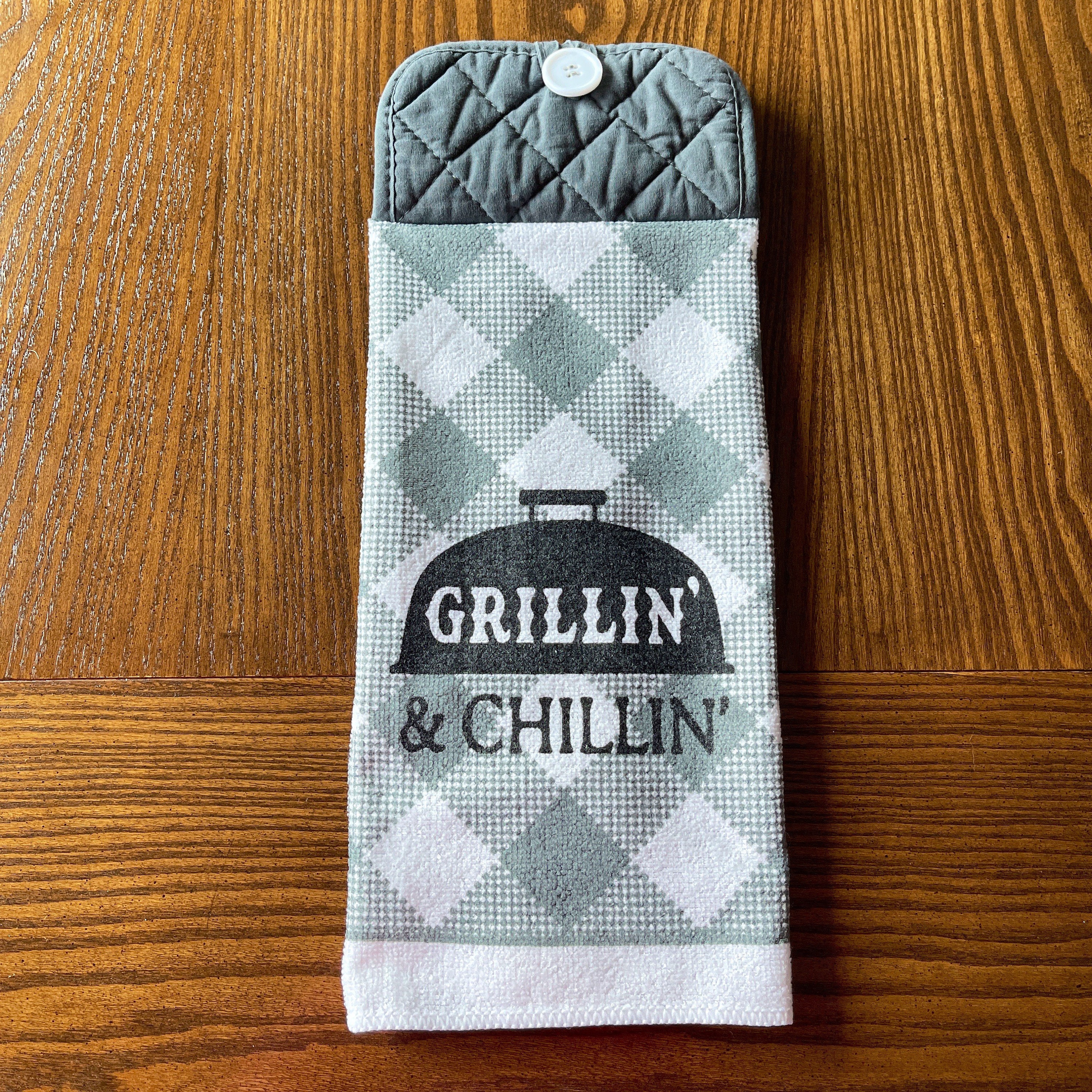 Hanging Kitchen Towel: Buffalo Check Grilling Decor With Button ...