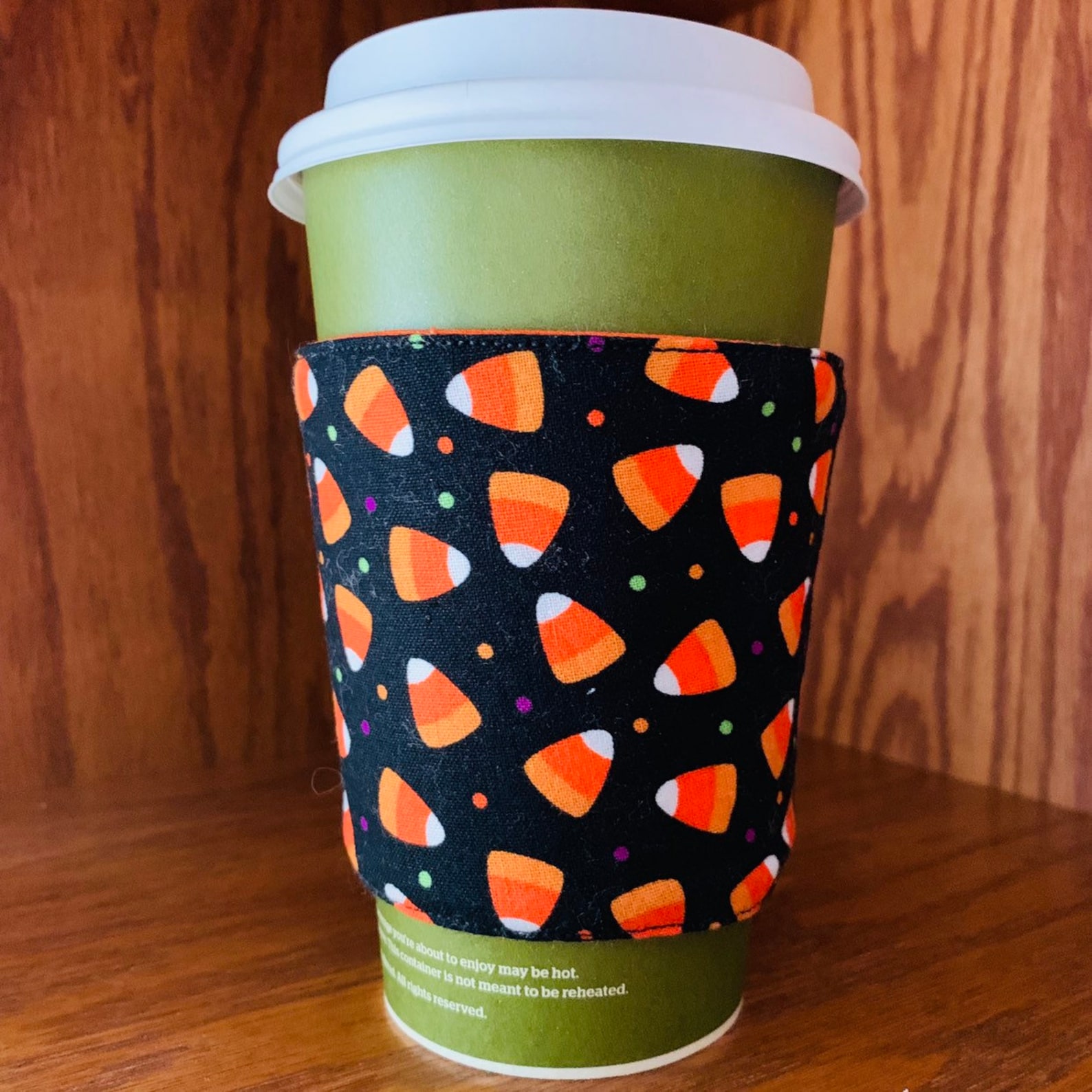 Candy Corn Cup Cozy: Reusable Coffee Mug Sleeve With Button - Etsy