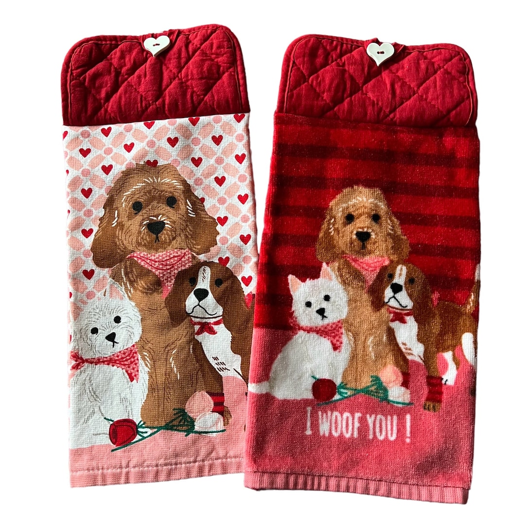 Valentine Hanging Kitchen Towel, Pot Holder Top With Button Closure ...