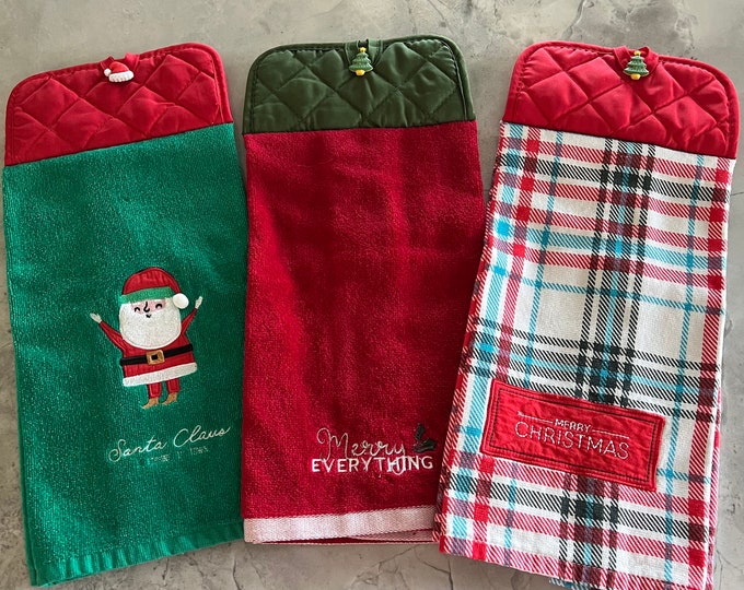 Christmas Hanging Kitchen Towels, Pot Holder Towels With Button Closure ...