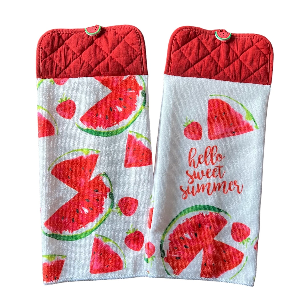 Watermelon Hanging Kitchen Towels, Summer Fruit Double-sided Hand ...