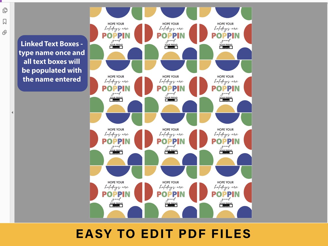 Pop It Holiday Gift Tag Christmas Gifts for Classmates Bulk - Etsy