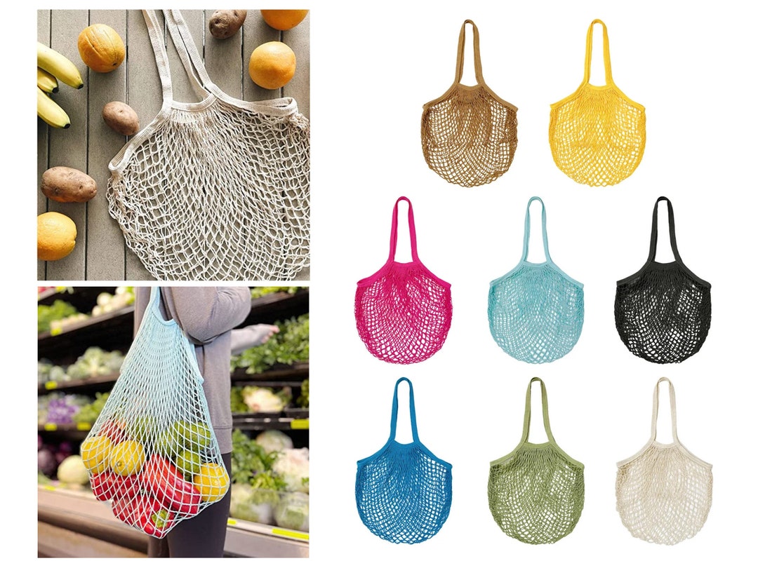 Long Handle Mesh Cotton Bag Reusable Bag Farmers Market Mesh - Etsy